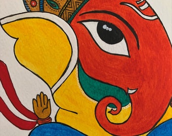 Lord Ganesha Y Hand Painted Painting on Canvas without Frame - Etsy
