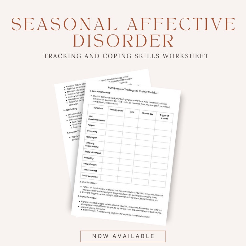 Seasonal Affective Disorder Symptom Tracking and Coping Worksheet - Etsy