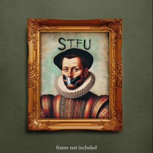 STFU Funny Vintage Art Print: Rude Graffiti Portrait - Etsy