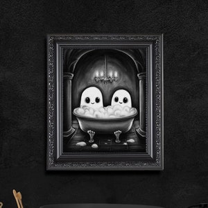 Ghosts in Bubble Bath Funny Bathroom Art Print, Dark Romantic Cute ...