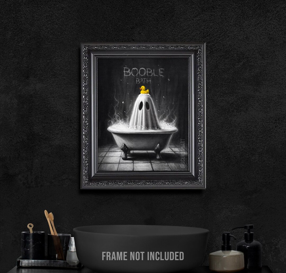 Ghost Boo Bath Funny Bathroom Art Print, Dark Victorian Gothic Cute ...