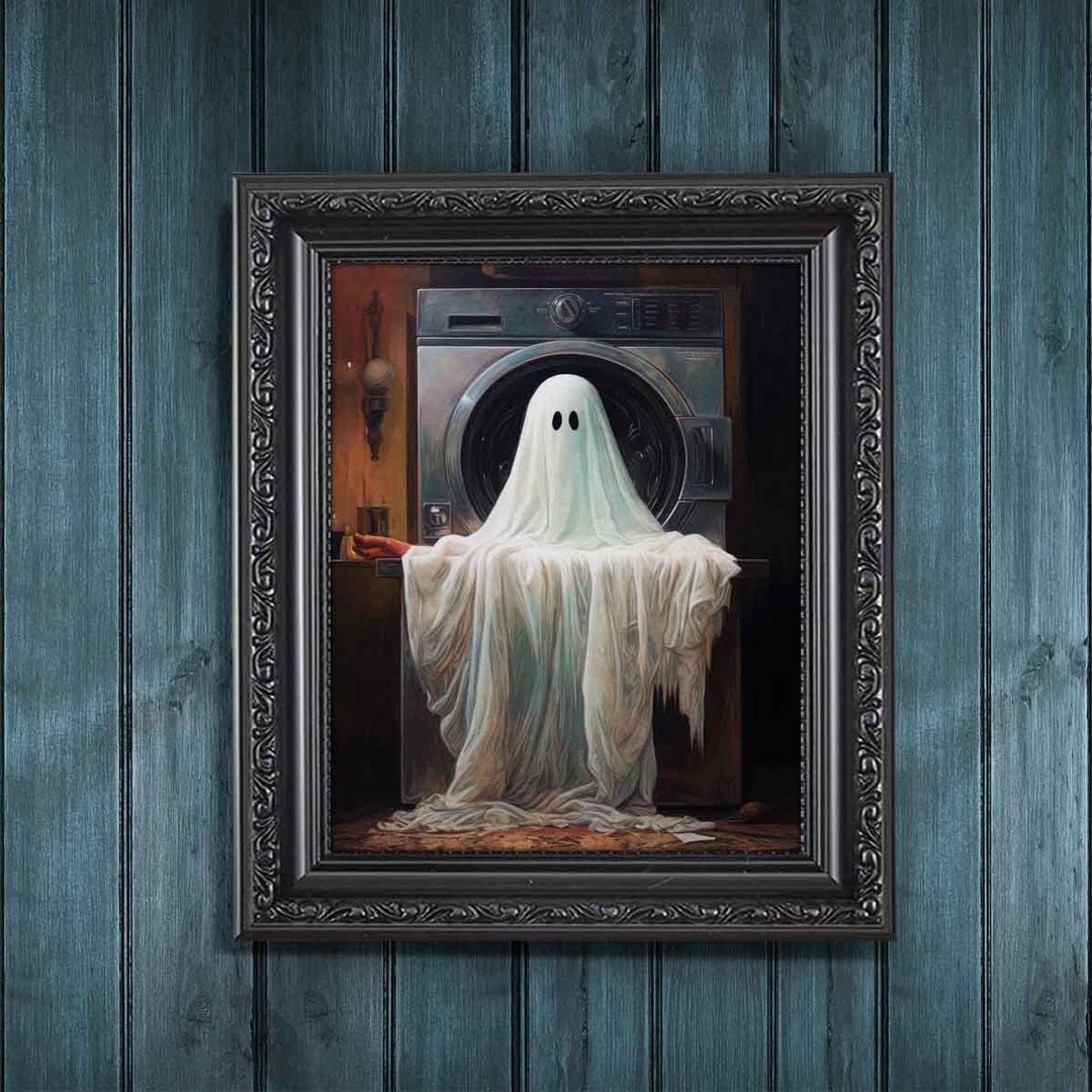 Ghost Bath Funny Art Print, Ghost Getting Washed Laundry Dark Creepy ...