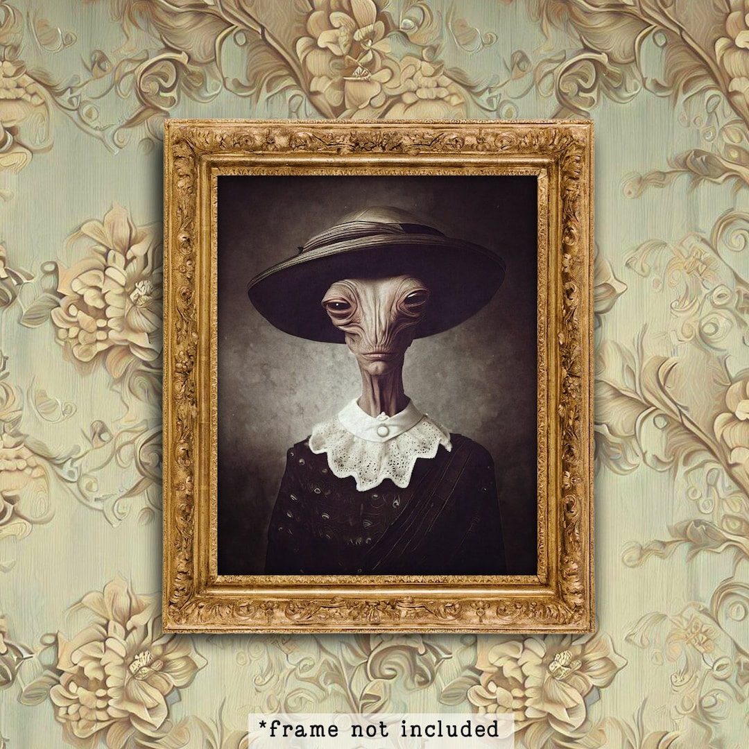 Victorian Alien Vintage Portrait Art Print Funny Quirky Home Eclectic ...
