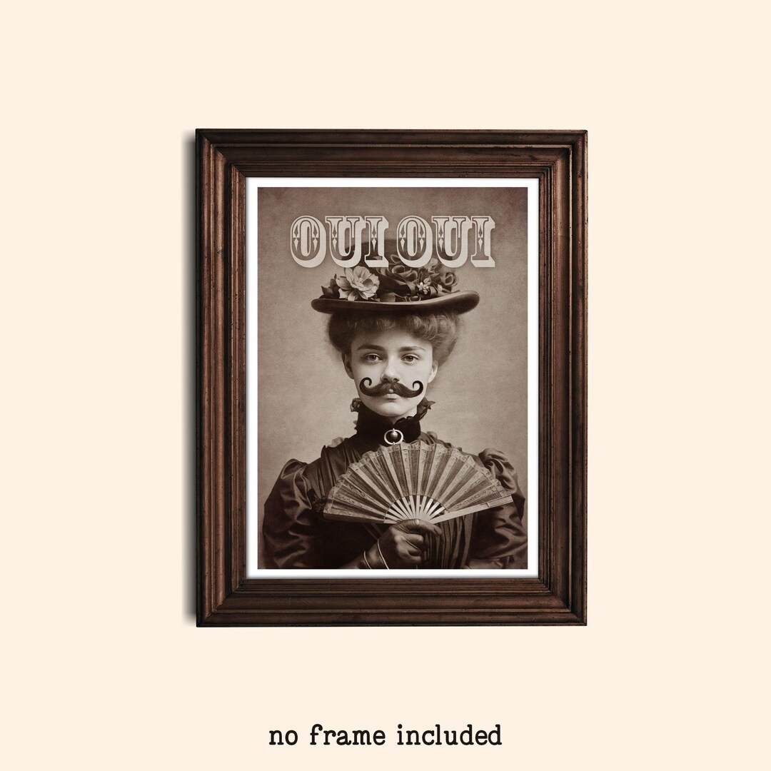 OUI OUI Funny Altered Vintage Photo Sarcastic Posh French Quirky Wall ...