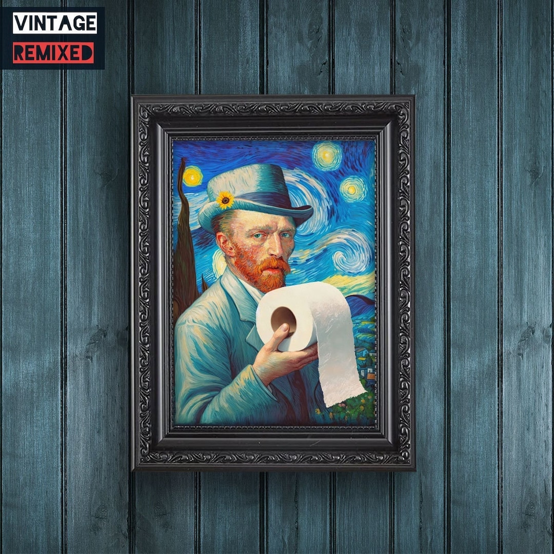 Van Got You Funny Bathroom Art Print, Altered Vintage Painting Smelly ...