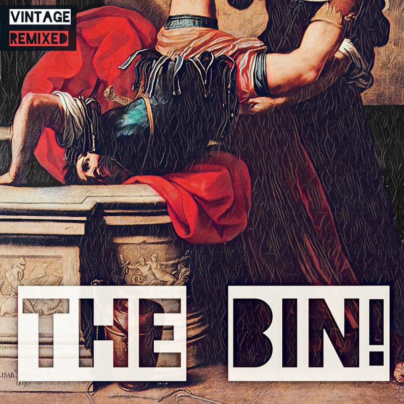 Get in the Bin Funny Altered Vintage Painting Typography - Etsy