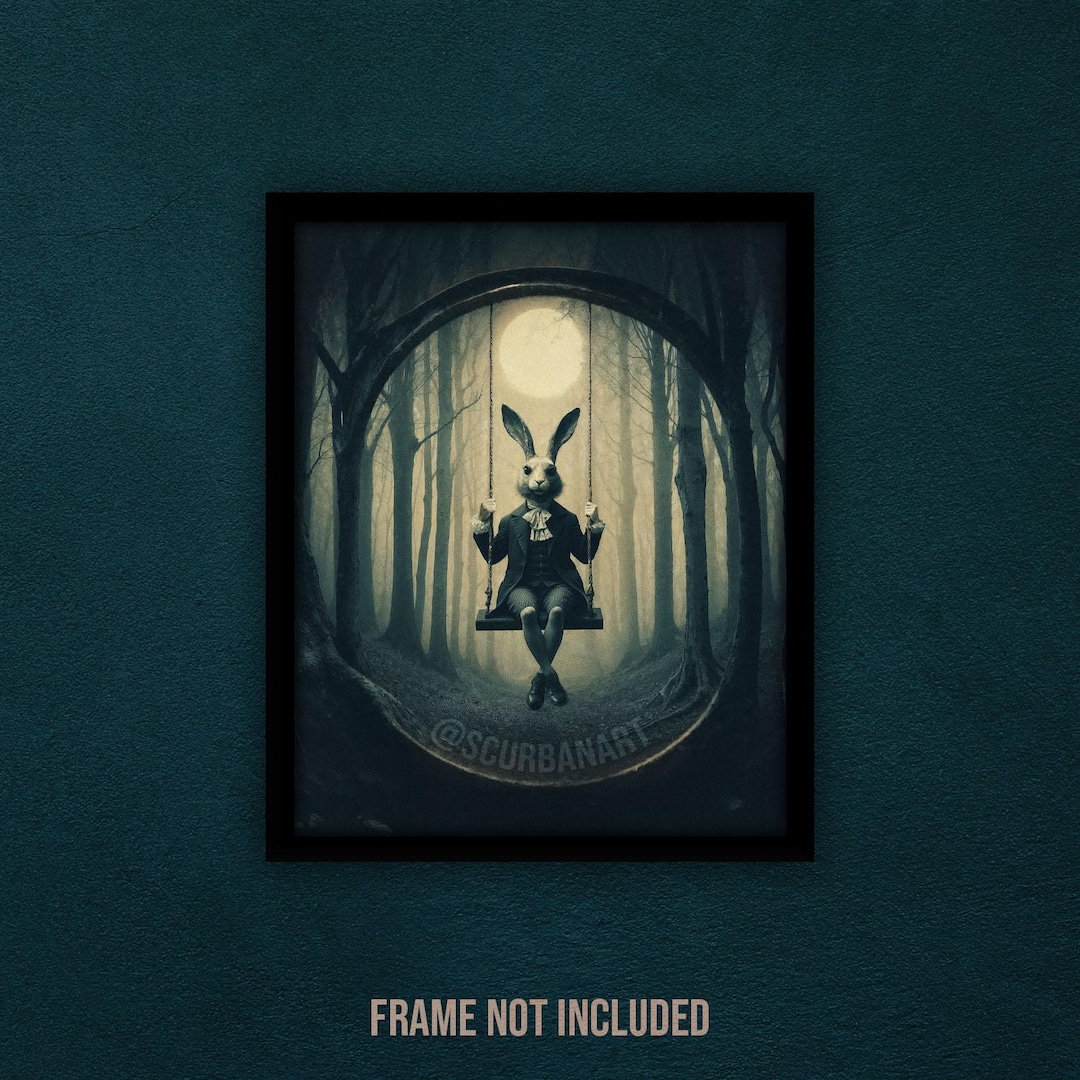 Rabbit Forest Gothic Art Print, Weird Creepy Victorian Hare Surreal ...