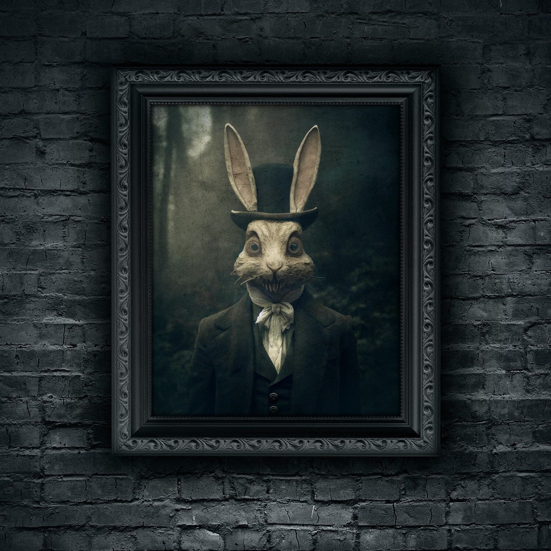 Victorian Rabbit Gothic Art Print Poster Dark Academia Creepy - Etsy