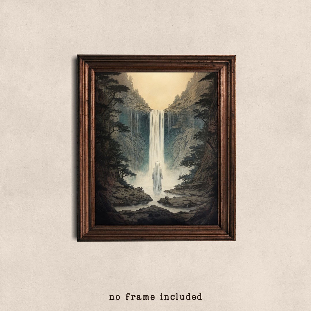 Ghost at Waterfall the Clearing Art Print, Japanese Forest Ghost ...