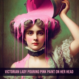 Pink Hair Funny Altered Vintage Painting Weird Victorian Portrait ...