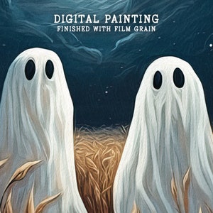 Ghosts Harvest Moon Art Print, Dark Romantic Ghost Couple Star ...