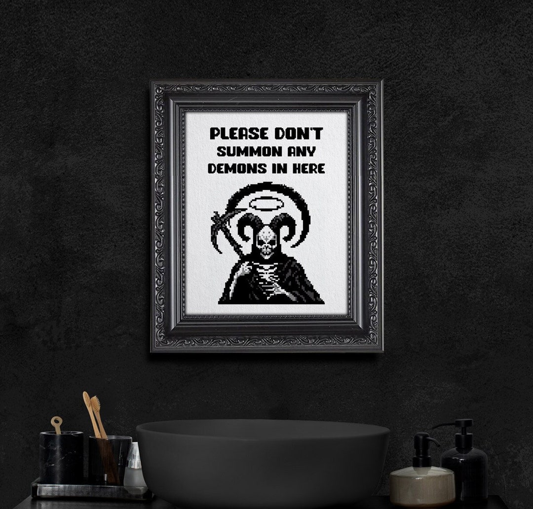 Summon Demons Funny Bathroom Art Print Pixel Art Retro Poster - Etsy
