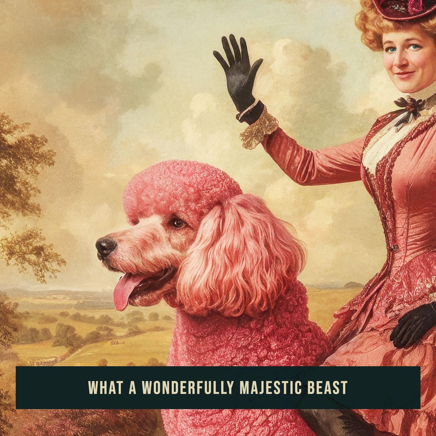 Pink Poodle Lady Art Print: Funny Whimsical Eclectic Vintage Dog Poster ...