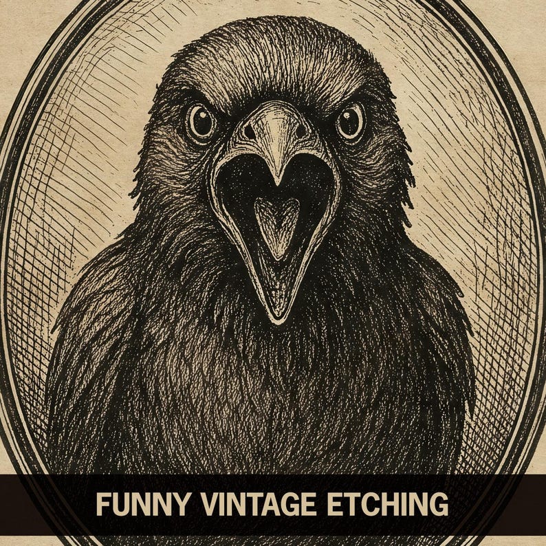 Funny Vintage Crow Art Print: Rude Swear Gothic Hallway Home Wall Decor ...