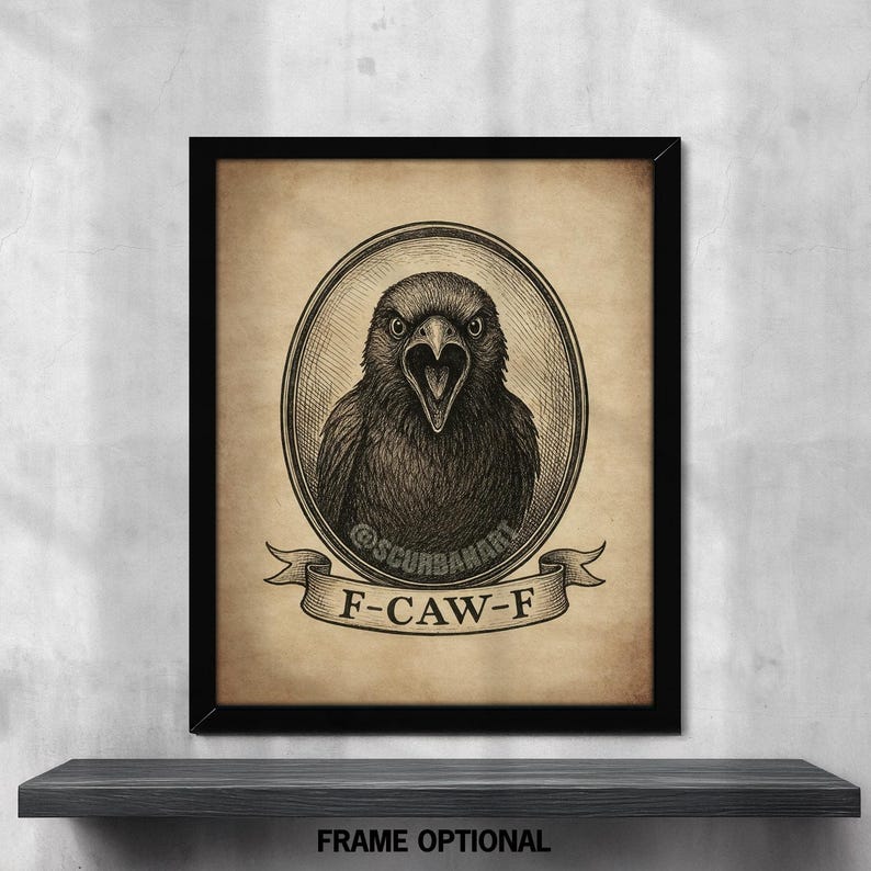 Funny Vintage Crow Art Print: Rude Swear Gothic Hallway Home Wall Decor ...