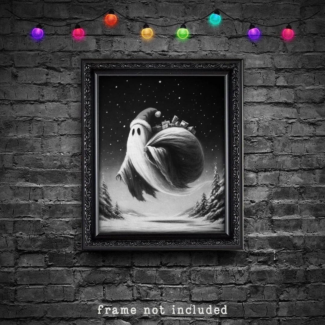 Christmas Ghost Art Print Dark Xmas Spooky Wall Décor Snow - Etsy