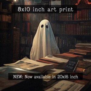 Bookstore Ghost Art Print, Dark Academia Learning How to Be Scary ...