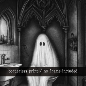 Funny Ghost on Toilet Art Print: Gothic Bathroom Charcoal Drawing - Etsy