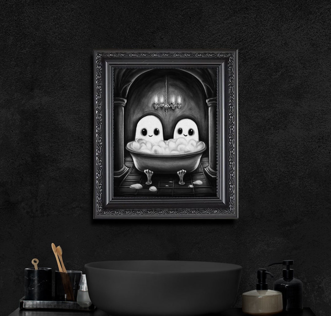 Ghosts in Bubble Bath Funny Bathroom Art Print, Dark Romantic Cute ...