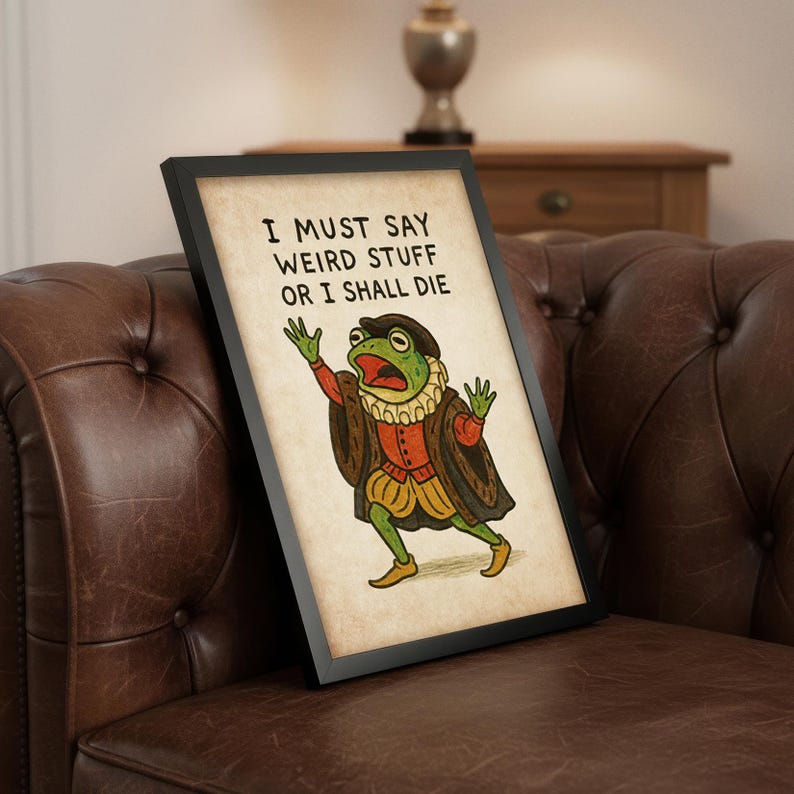 Funny Vintage Frog Art Print: Weird Things or Die OCD Gift Quirky Wall ...
