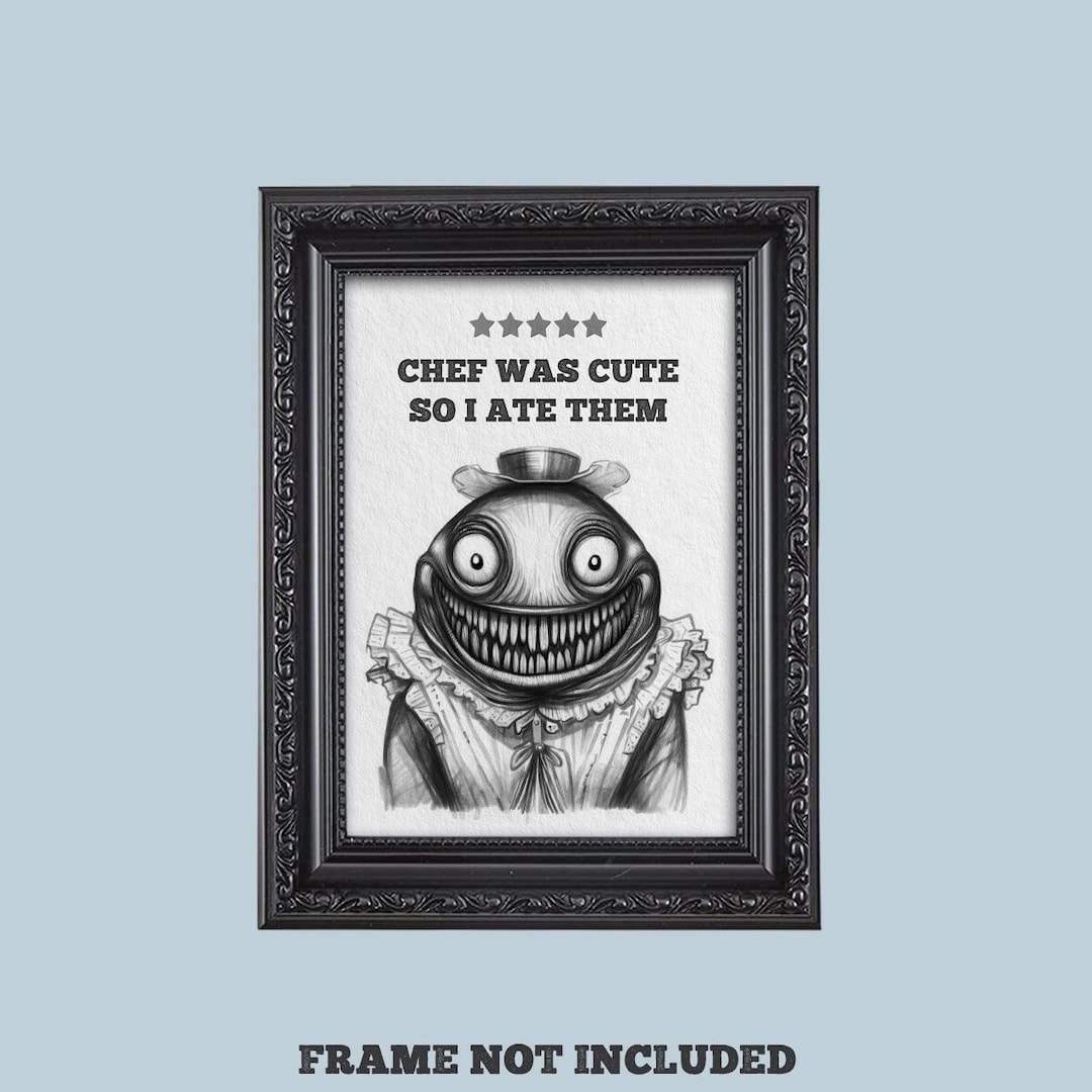 Funny Kitchen Wall Art Cute Chef 5 Star Dark Humour Sarcastic Kitsch ...