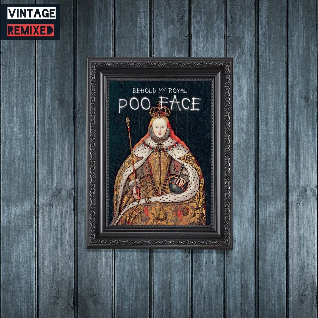 Funny Queen Elizabeth Bathroom Art Print: Royal Poo Face Décor - Etsy