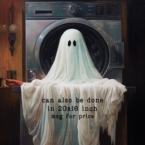 Ghost Bath Funny Art Print, Ghost Getting Washed Laundry Dark Creepy ...