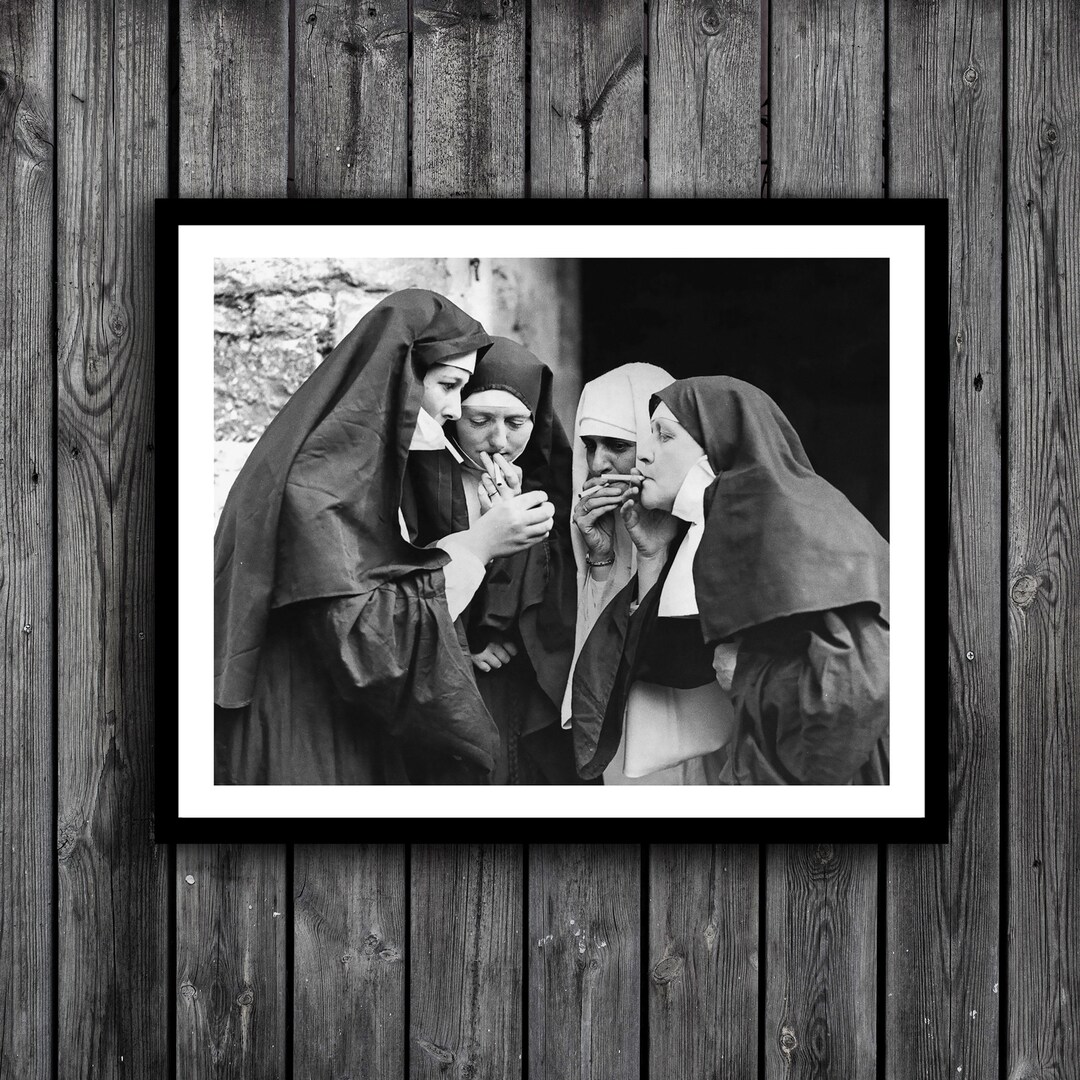 Smoking Nuns Funny Vintage Photo Iconic Female Cigarette - Etsy
