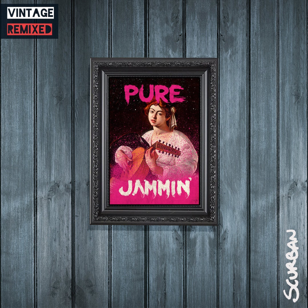 Jamming Lustig verändert Vintage Malerei Kunstdruck rosa Typografie ...