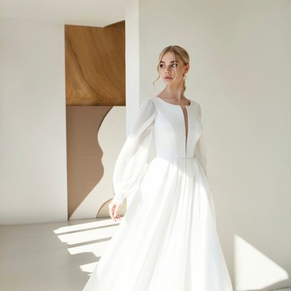 Simple Modern Wedding Dress - Etsy