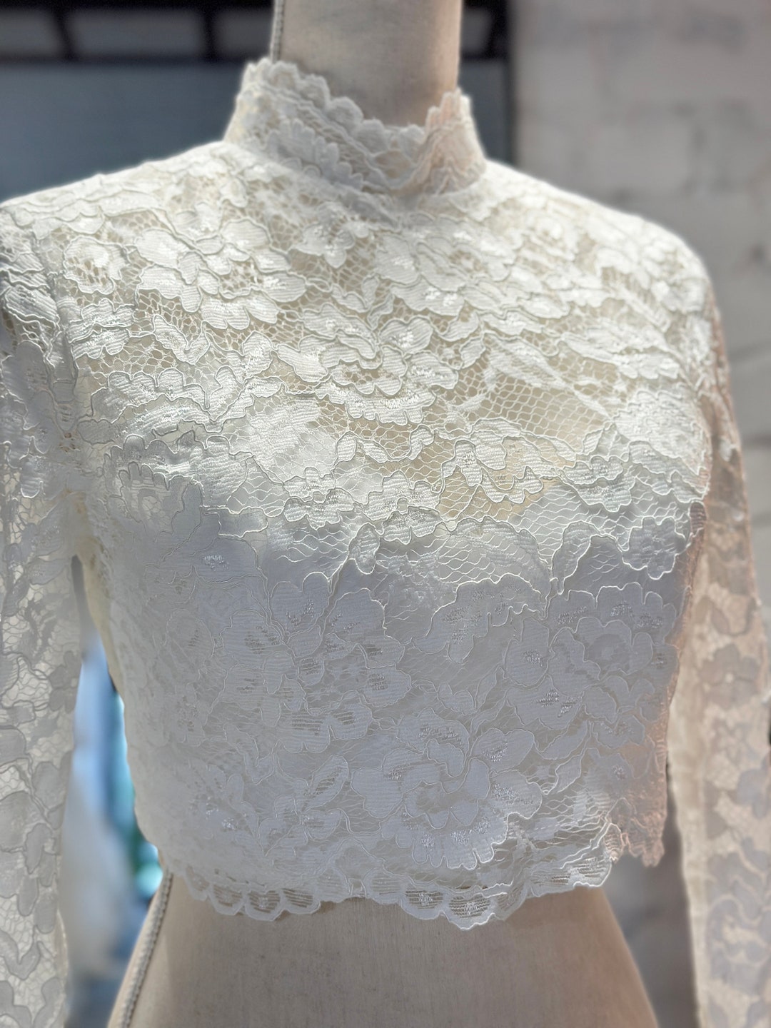 Lace Topper With Long Sleeves. Two Pieces Modern Bridal Top ...