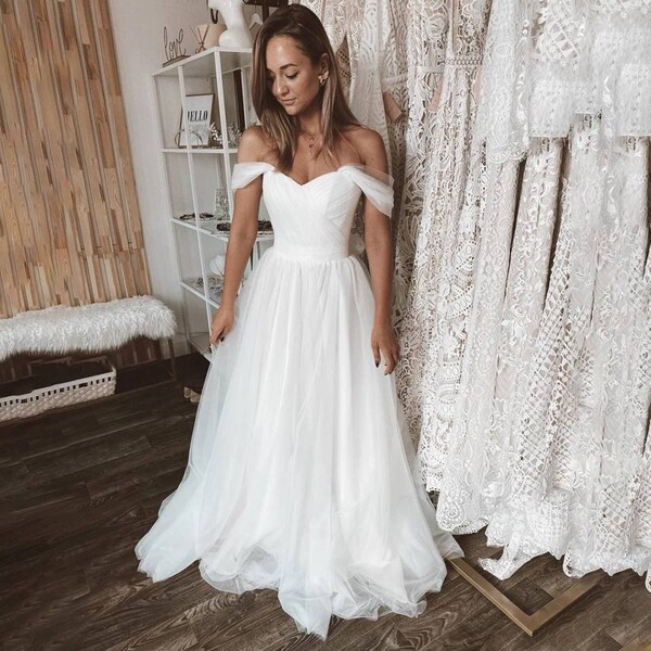 Off Shoulder Wedding Dress - Etsy