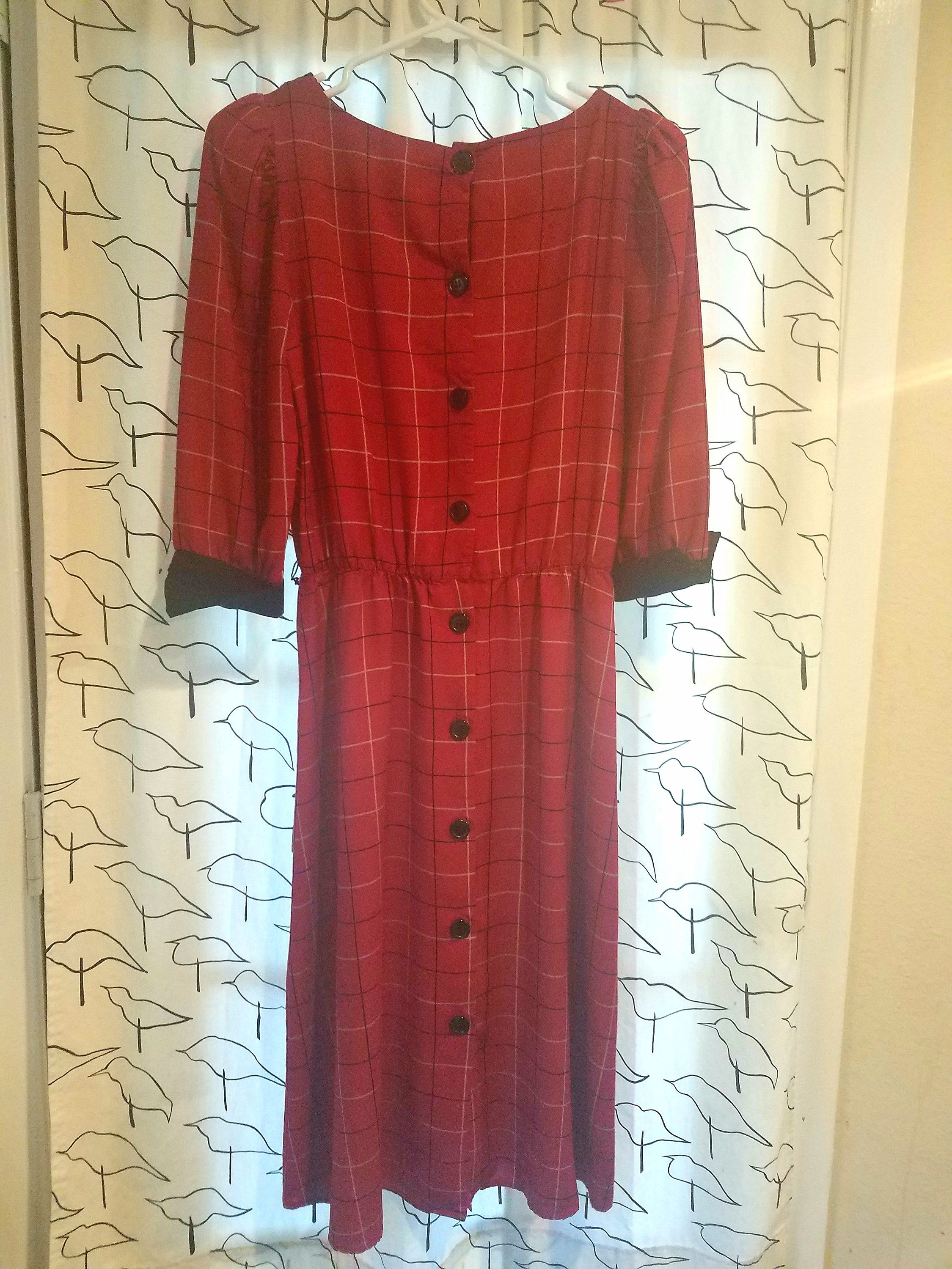 Womens 80s Red Dress - Button Down Back Detail! - Etsy