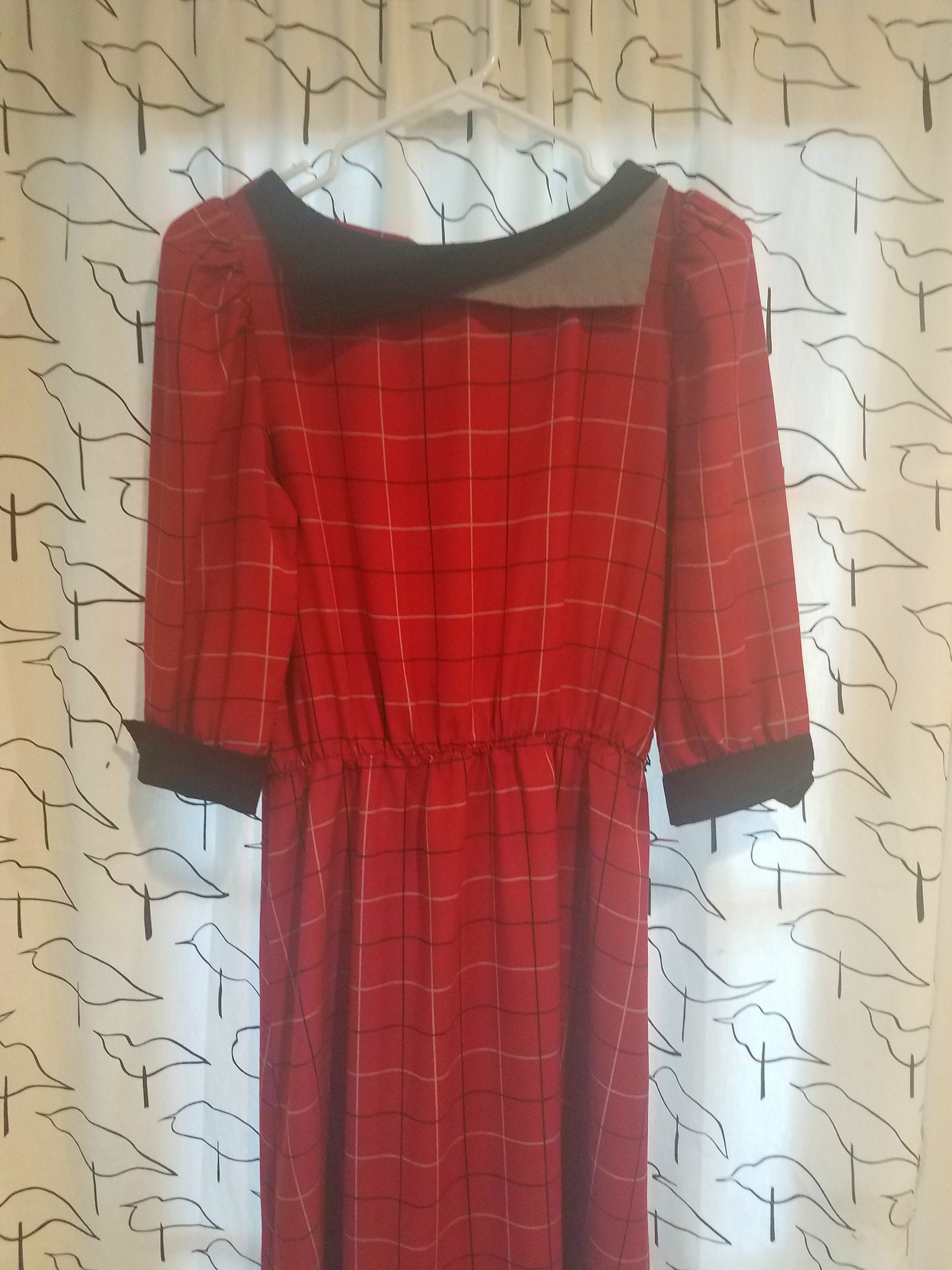 Womens 80s Red Dress Button Down Back Detail - Etsy
