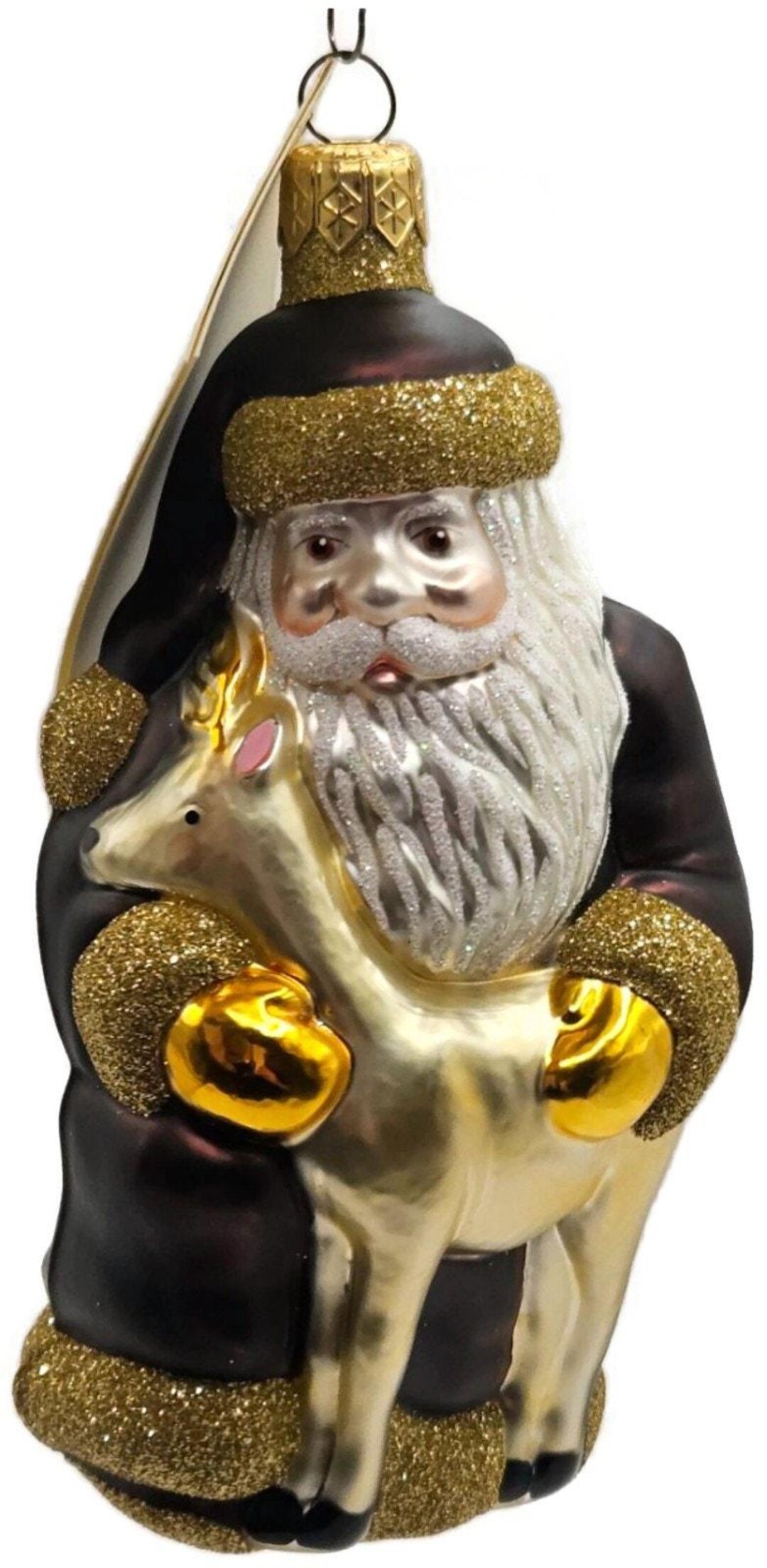 Patricia Breen Santa and Sarenka Bordeaux Glass Christmas Tree Ornament ...