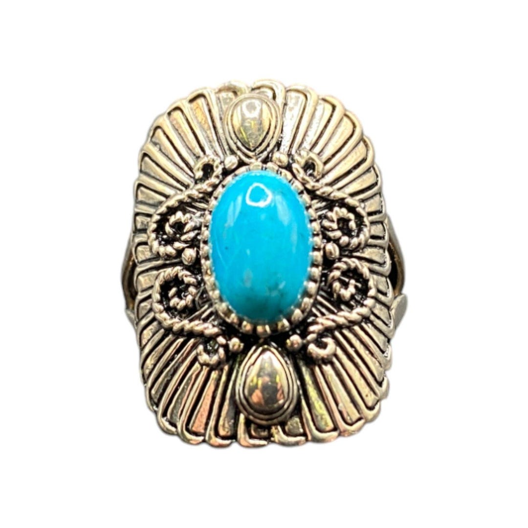 BBJ Ring Sleeping Beauty Turquoise Gemstone Oval 925 Sterling Silver ...
