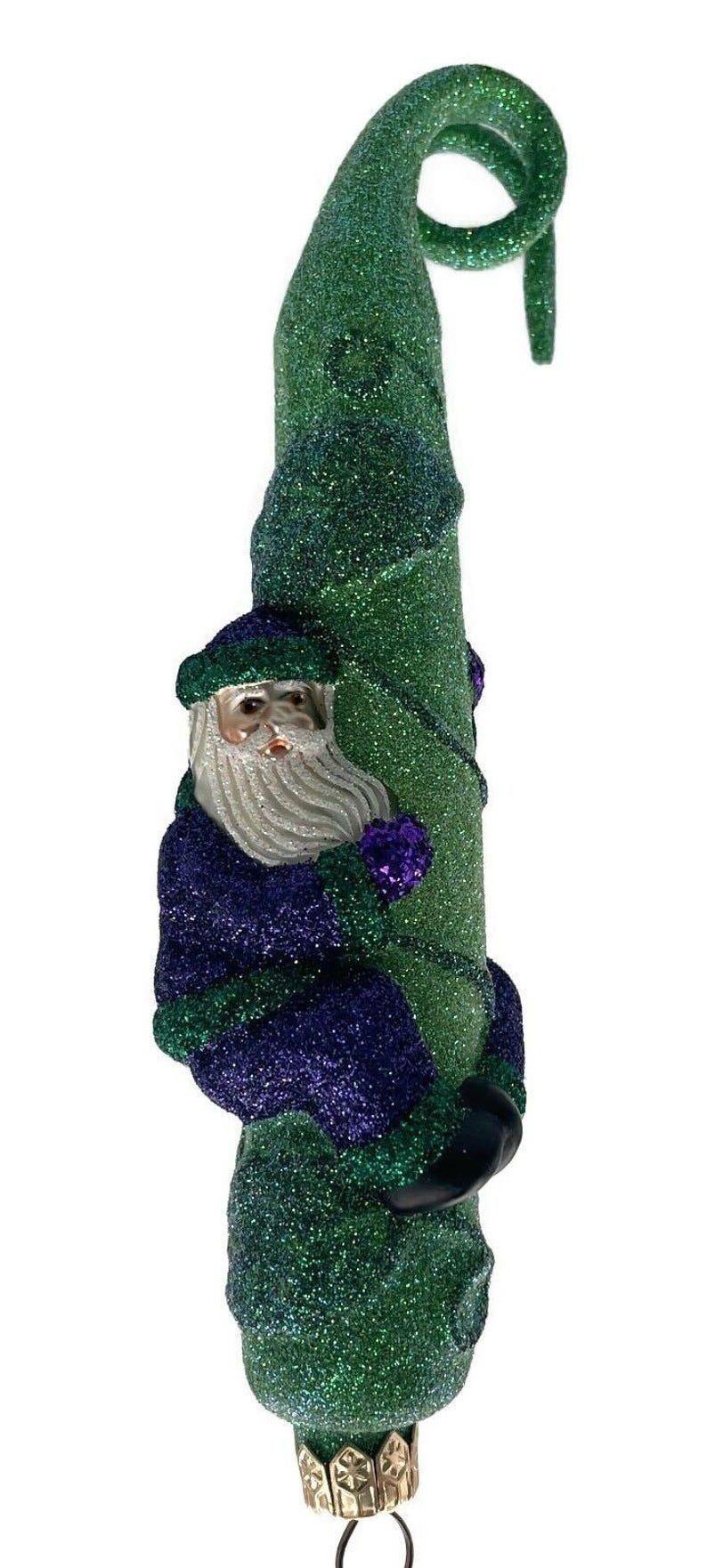 Patricia Breen Santa and the Beanstalk Purple Glittered Green Christmas ...