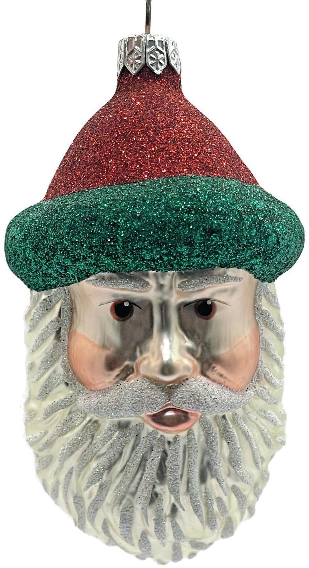 Patricia Breen Blow Ye Winds Red Green Trim Santa Head Christmas Tree ...