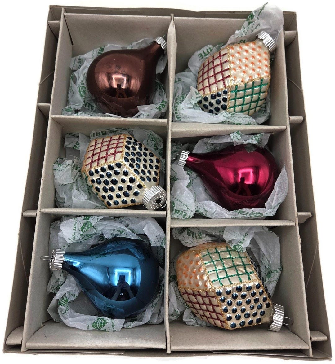 Christopher Radko Shiny Brite Prototype Set Glass Christmas Ornaments ...