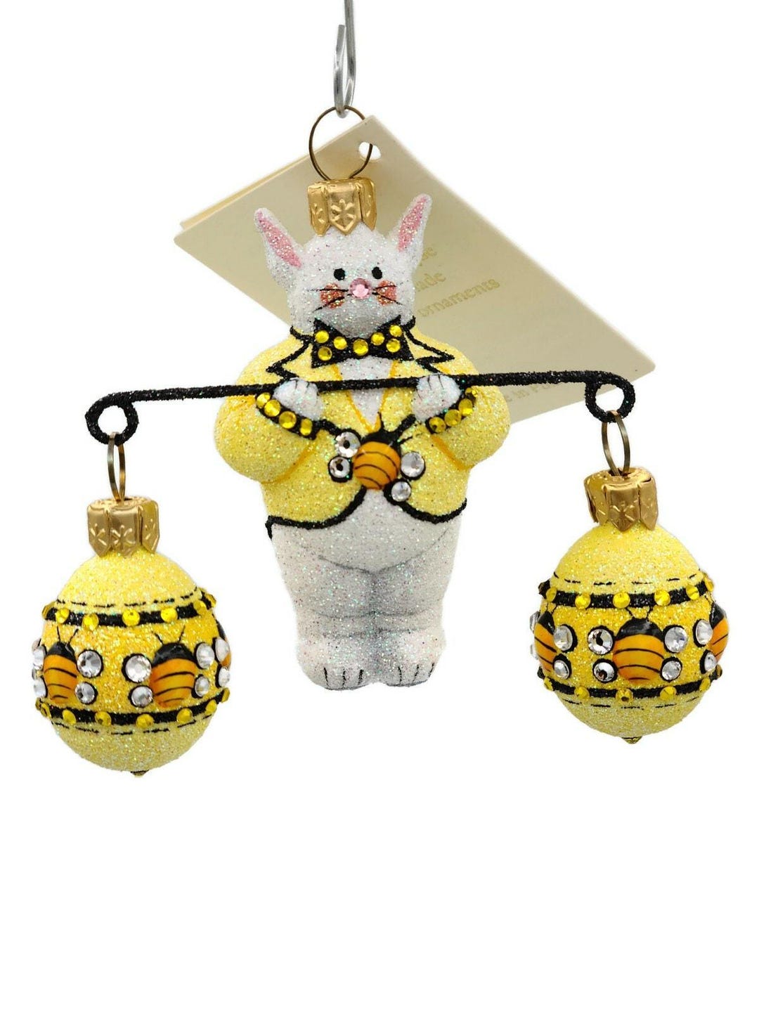 Patricia Breen Bunny Balance Bees Yellow Spring Glittered Holiday ...