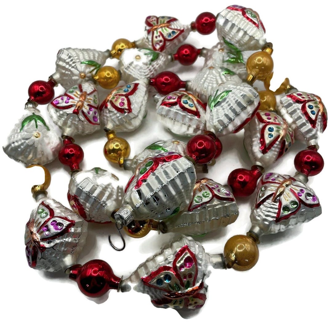 Christopher Radko Alpine Wings Butterfly Flower Christmas Tree Garland ...
