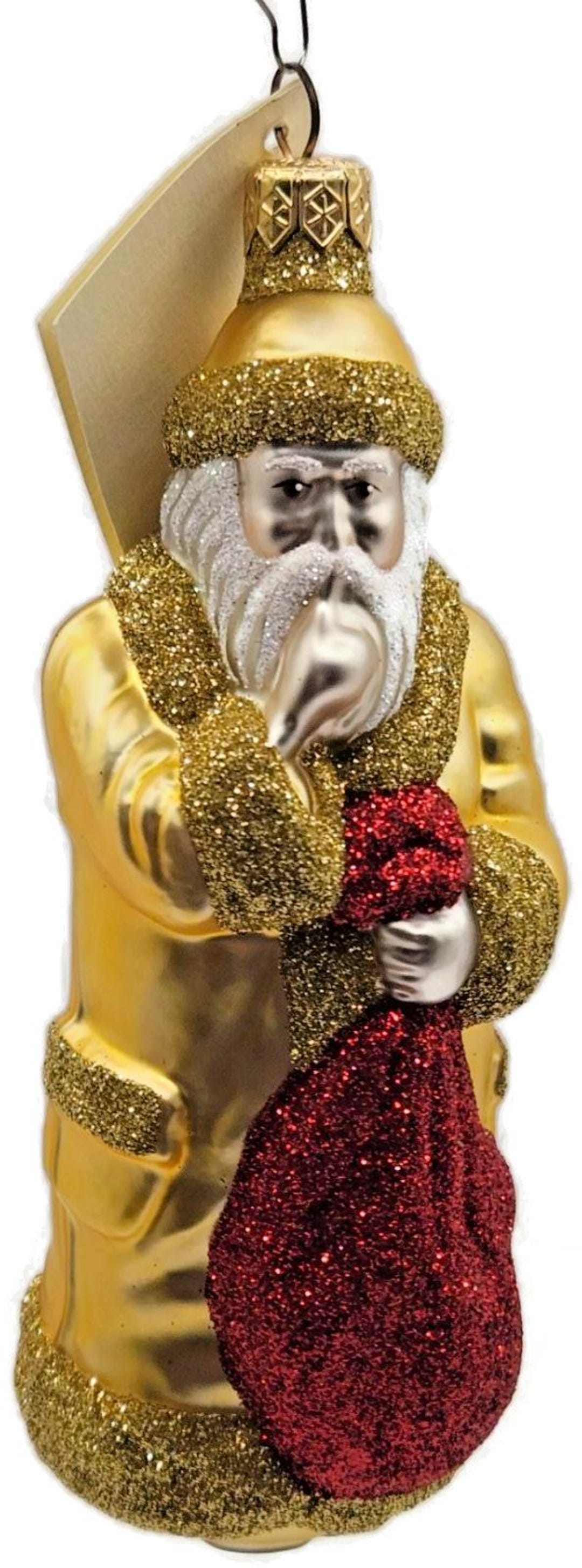 Patricia Breen Shhh Santa Gold Red Bag Glittered Glass Christmas Tree ...