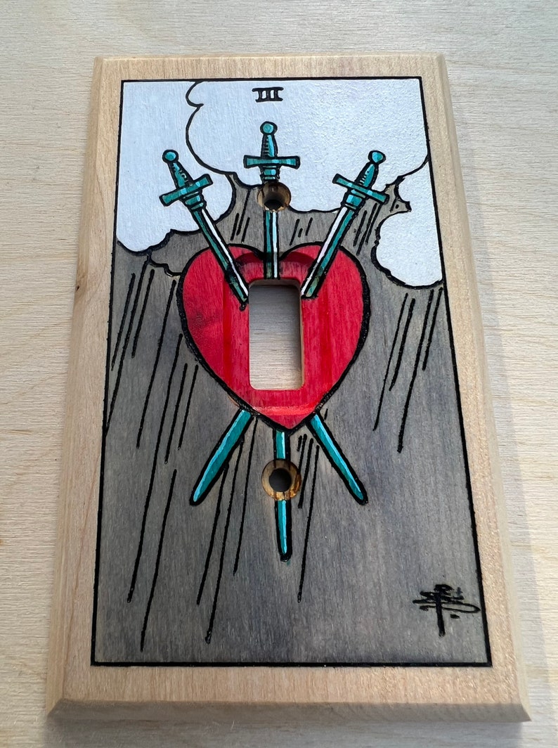 Hand Painted Tarot Card Light Switch Cover Three of Swords - Etsy