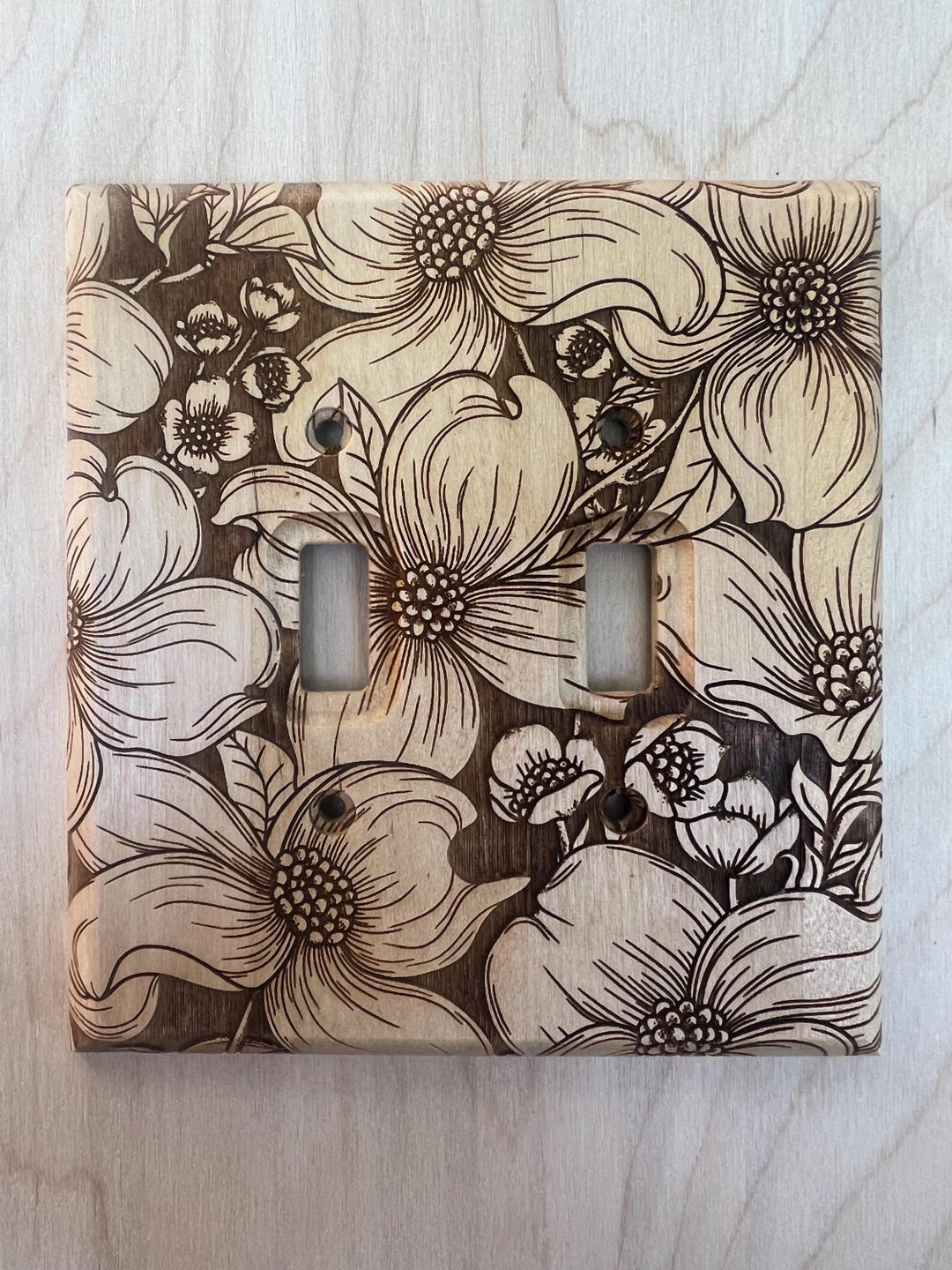 Double Wood Floral Light Switch Cover - Dogwood Flower Lightswitch ...