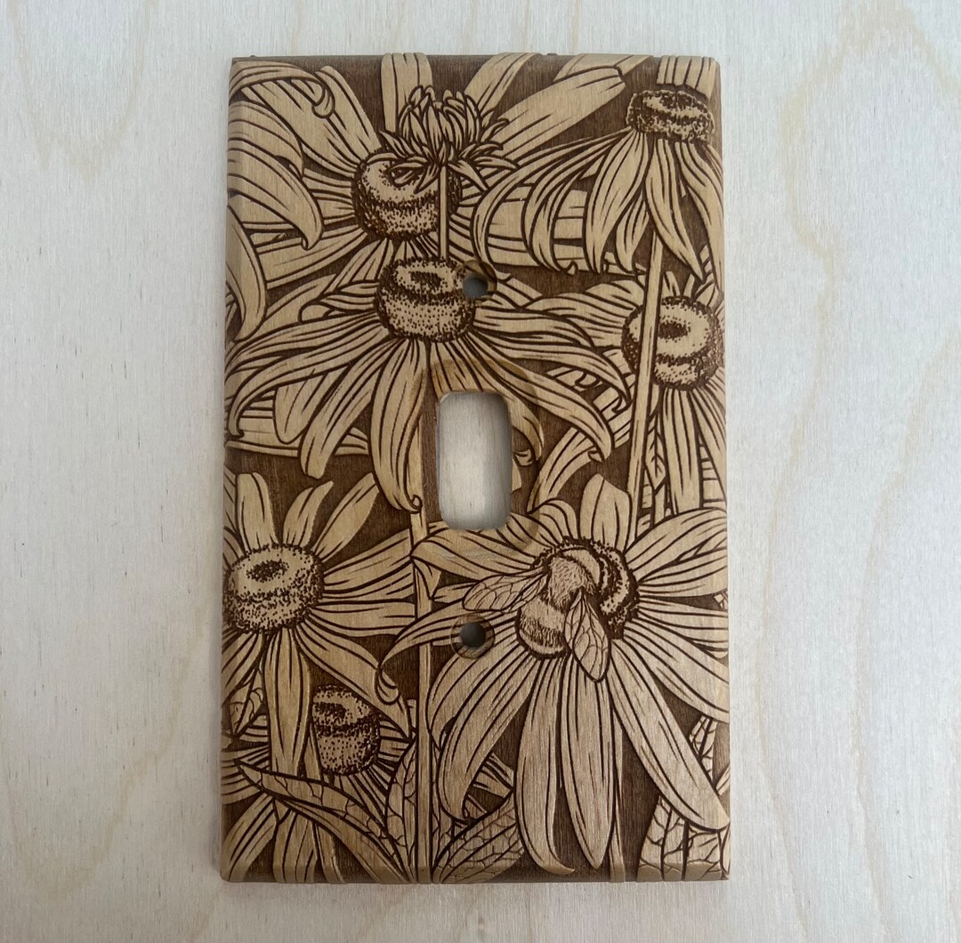Flowers With Bumblebee Wooden Single Light Switch Cover- Single Toggle ...