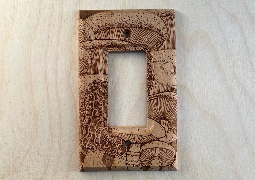 Wooden Mushroom Rocker Lightswitch Cover - Morel Mushroom Single Light ...