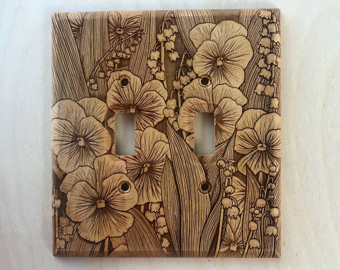 Double Wood Light Switch Cover - Violet and Lily of the Valley ...