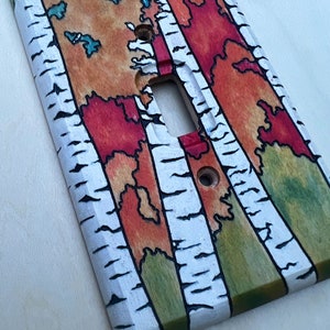 Birch Tree Light Switch Cover Plate - Hand Painted Fall Light Switch ...