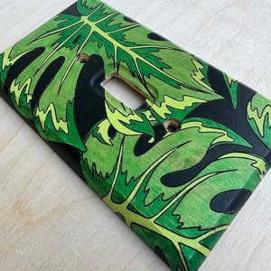 Monstera Leaves Light Switch Cover - 1 Toggle Hand Painted Leaf ...