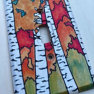 Birch Tree Light Switch Cover Plate - Hand Painted Fall Light Switch ...
